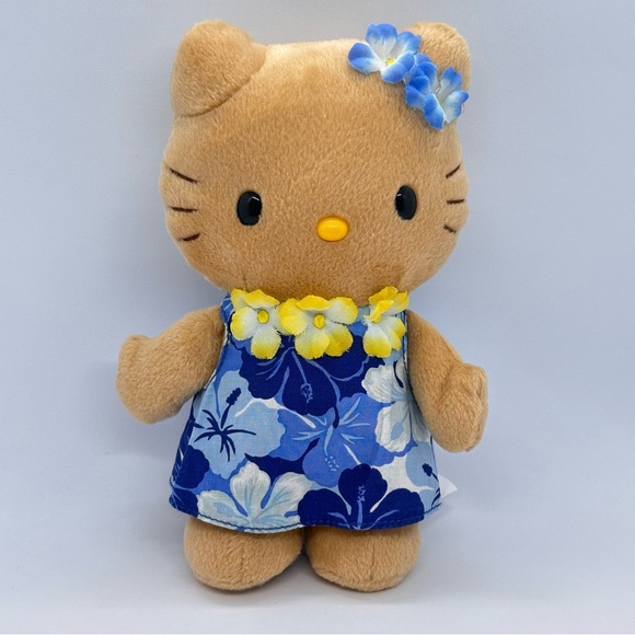Sanrio | Toys | Vintage Sanrio Hello Kitty 204 Hawaiian Plush Tan Blue ...